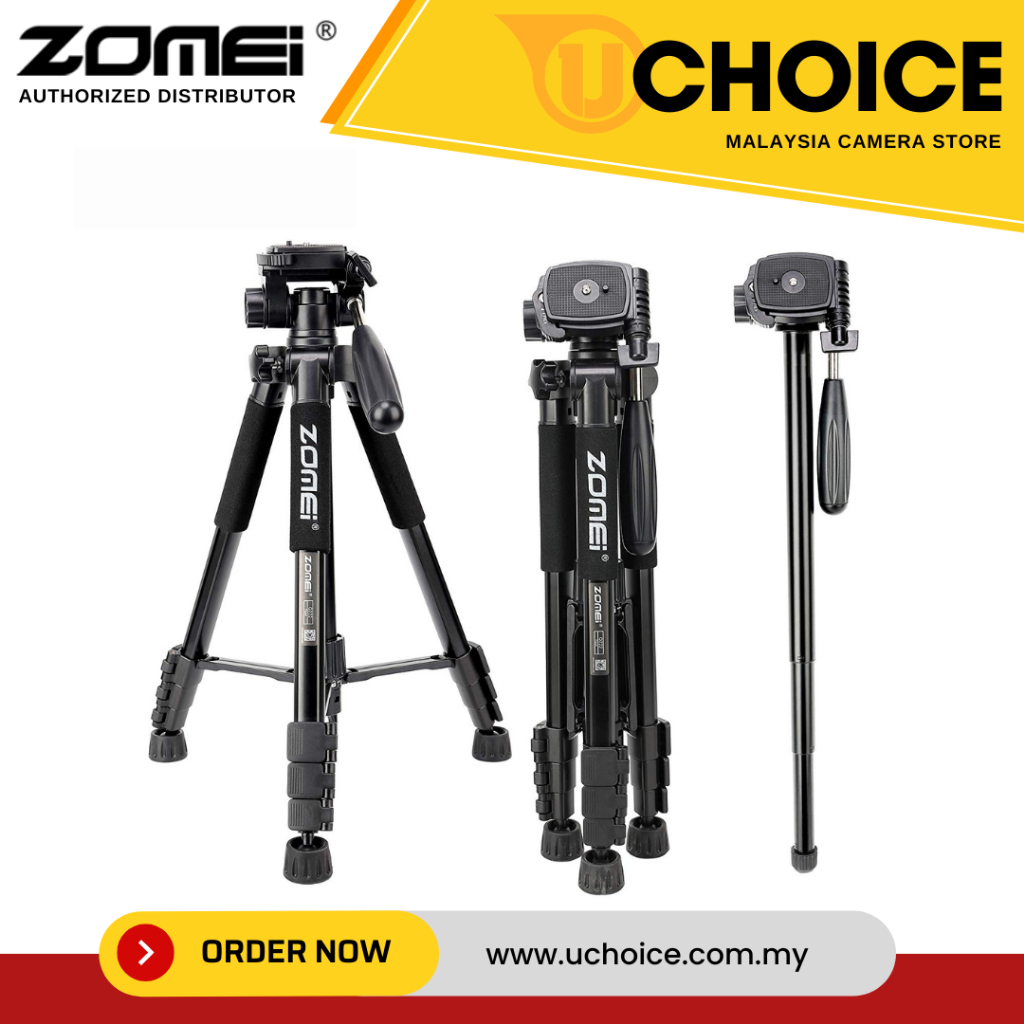 ZOMEI Q222 Lightweight Aluminum Tripod Monopod Portable Travel Camera ...