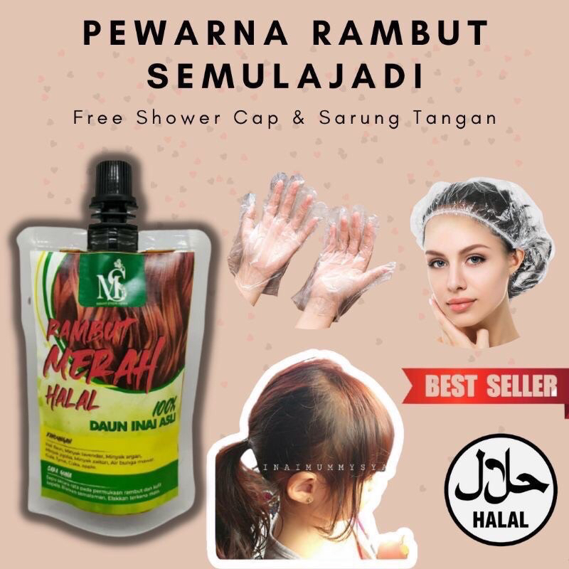 inai rambut merah halal mesra wuduk sah bawa solat | Shopee Malaysia