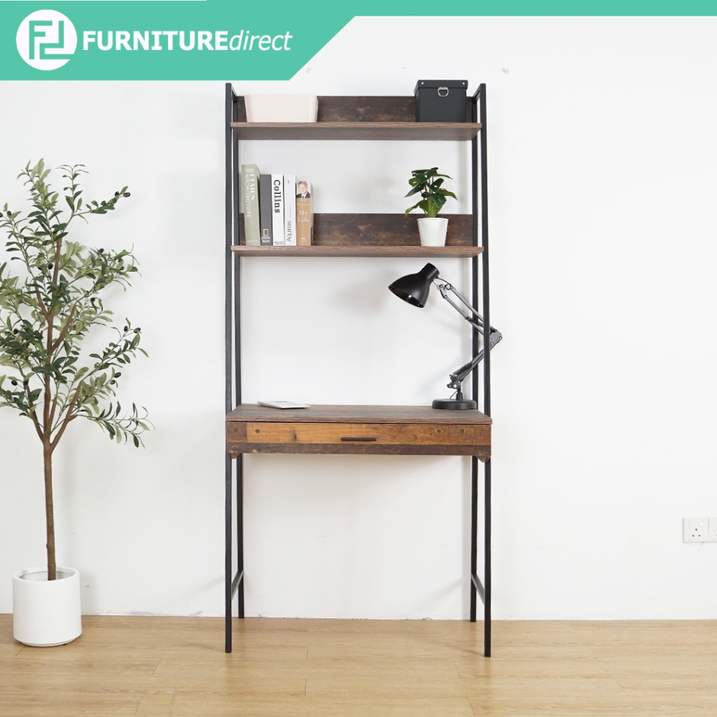 Furniture Direct NORMAD Space Saver Metal Frame Study Desk-Rustic Oak ...