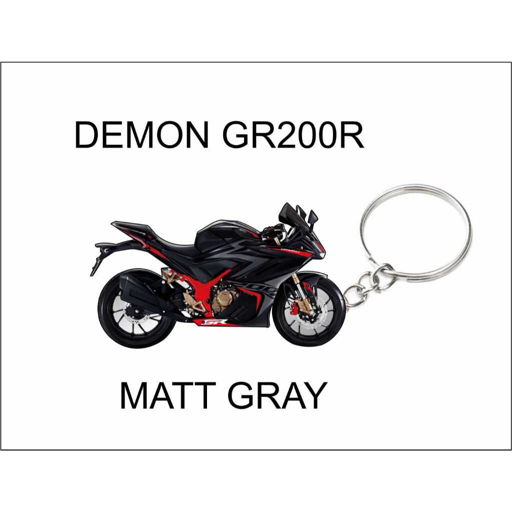 gpx demon gr200 gr200r matt gray black space red fire blue 2d keychain ...