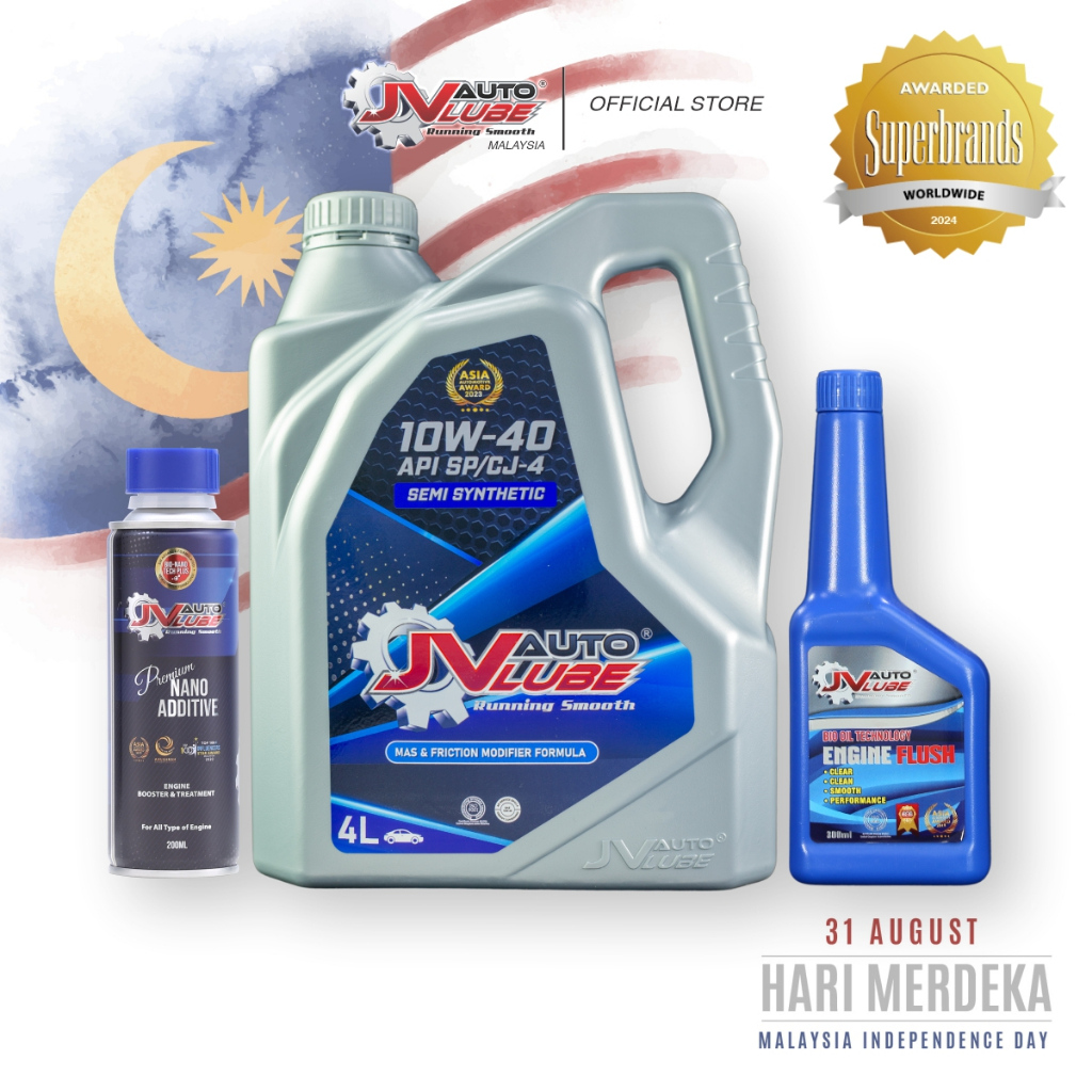 JV Auto Lube Set 10W-40 Semi(1Bottle) + Engine Flush(1Bottle) + Premium ...