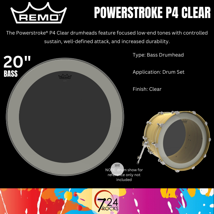 Remo drumheads Remo Powerstroke P4 Clear Bass Drum Head 20-Inch ...