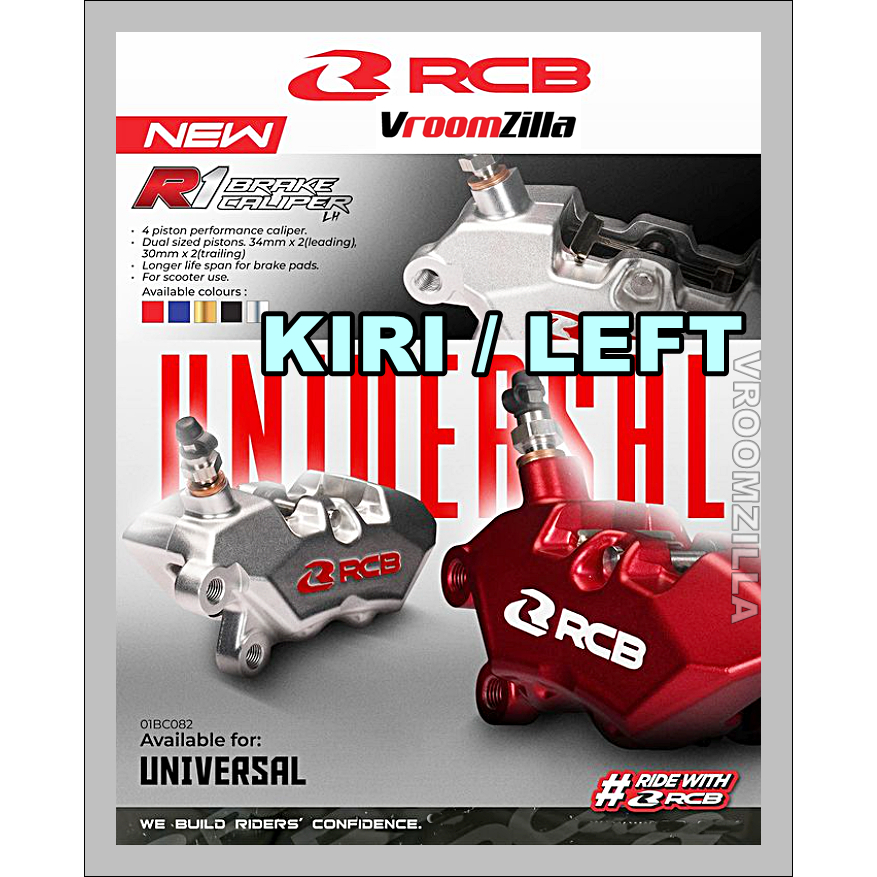 RCB R1 CALIPER ( KIRI / LEFT SIDE ) 4 POT PISTON 100% ORIGINAL RACING ...