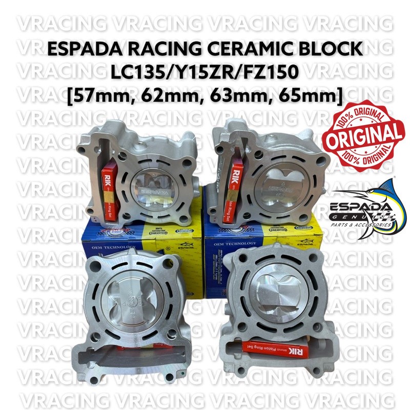 ESPADA Racing Ceramic Block Set With Piston LC135/Y15ZR 57mm,60mm, 62mm, 63mm, 65mm | Shopee ...