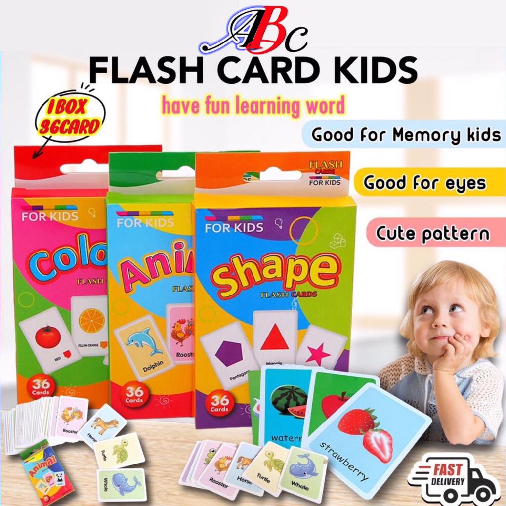 36Pcs Kids Early Learning Educational English Flash Card Cards Toy Kad ...