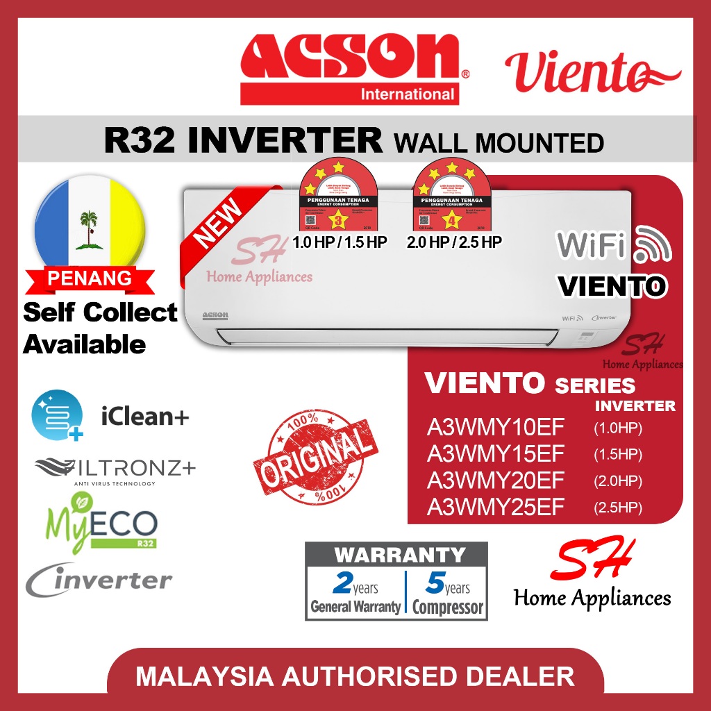 ACSON R32 INVERTER Air-conditioner VIENTO Inverter Aircond 1.0HP 1.5HP 2.0HP 2.5HP | Shopee Malaysia