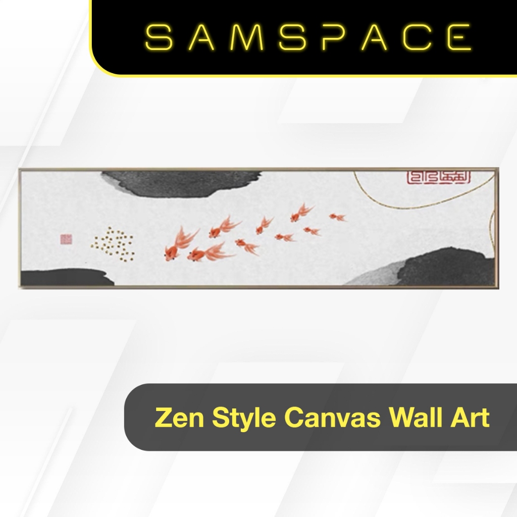 SamSpace Zen Style Canvas Wall Art Painting Black Wood Frame Nordic ...