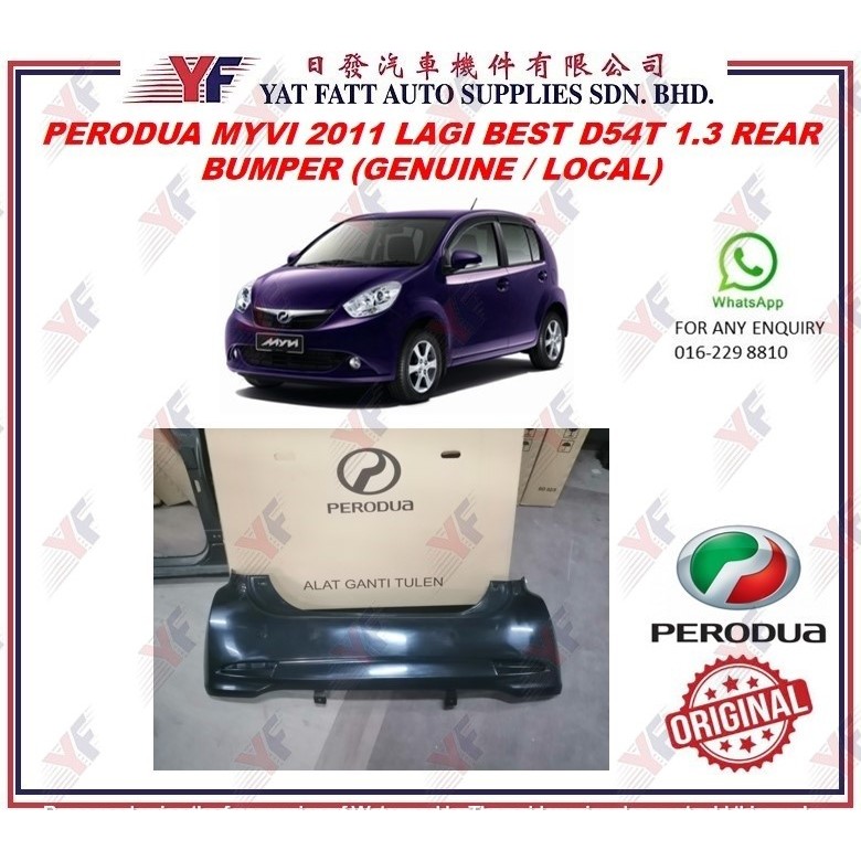 PERODUA MYVI 2011 LAGI BEST 1.3 D54T REAR BUMPER (GENUINE / LOCAL ...