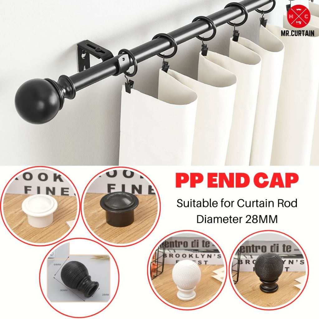MR.CURTAIN End Cap Penutup Hujung Curtain Rod 28mm Accessories Batang ...