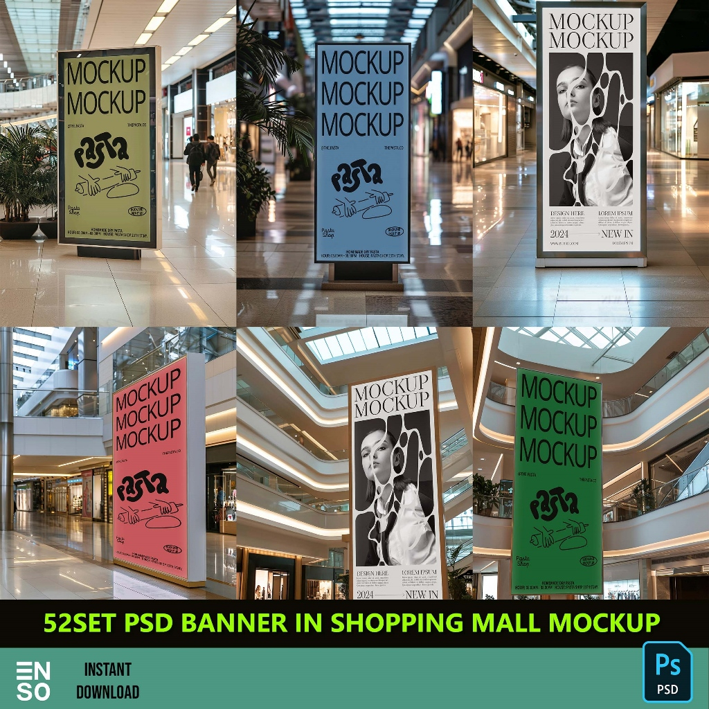52-Set PSD Banner Mockup in Shopping Mall Template | PHOTOSHOP Editable ...