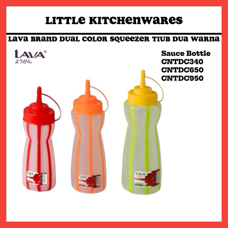Lava 540ml/740ml Dual COLOUR Squeezer/Botol Sos/Botol Chilli Sos/Botol ...