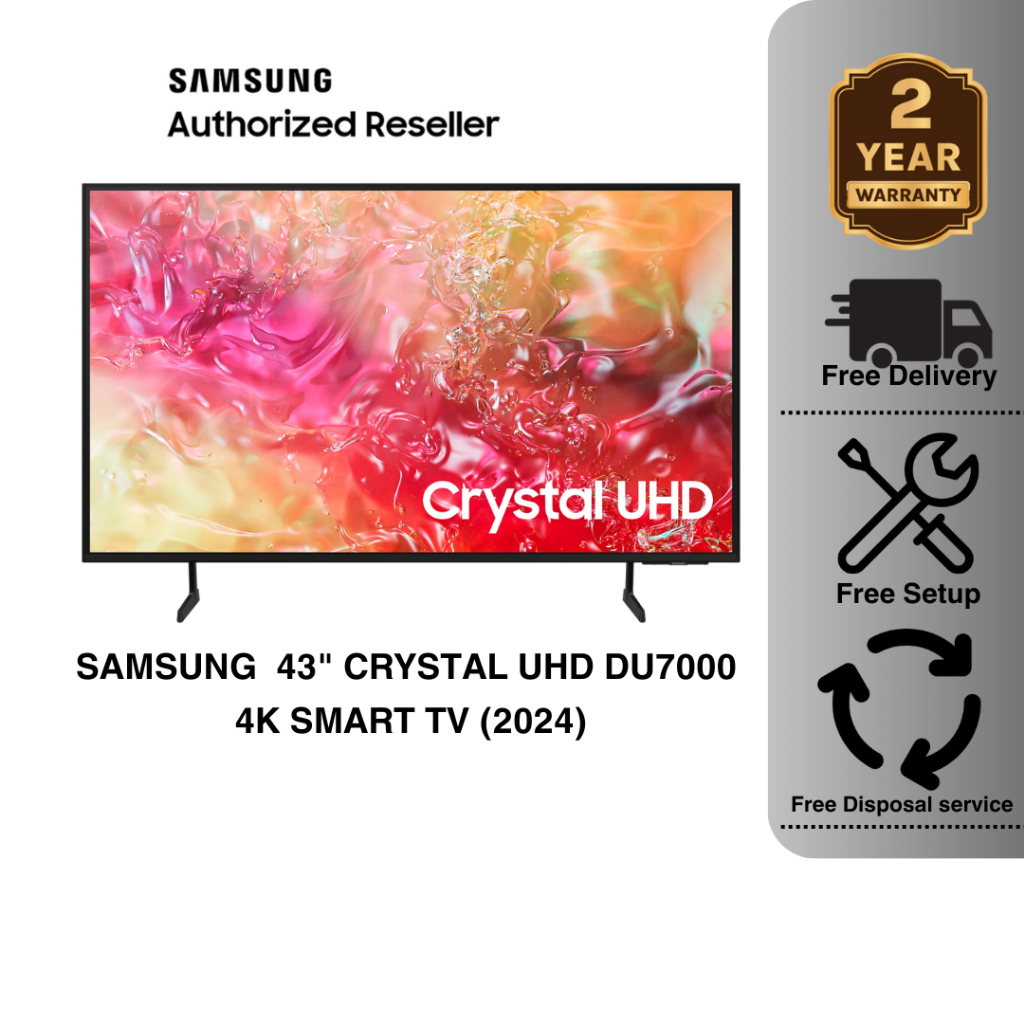 (2024) Samsung 43 lnch (UA43DU7000) 4K UHD Smart TV with Crystal ...