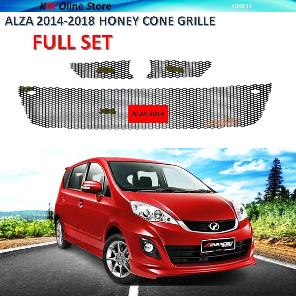 Perodua ALZA 2014-2018 Ready Cut Honeycomb Grill Full Set Top Bottom ...