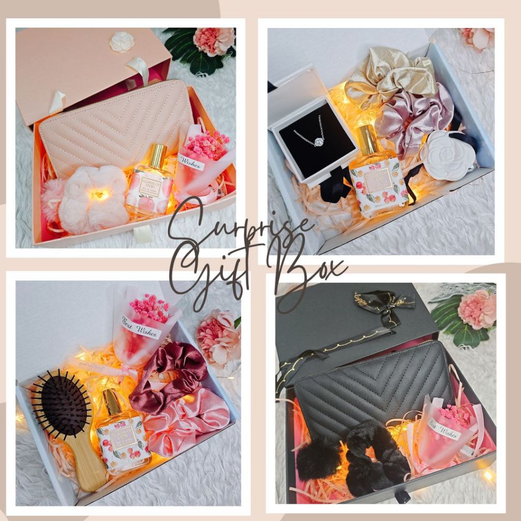 Surprise Gift Box Set Short Wallet Long Purse Scrunchie Hair Comb Hair ...