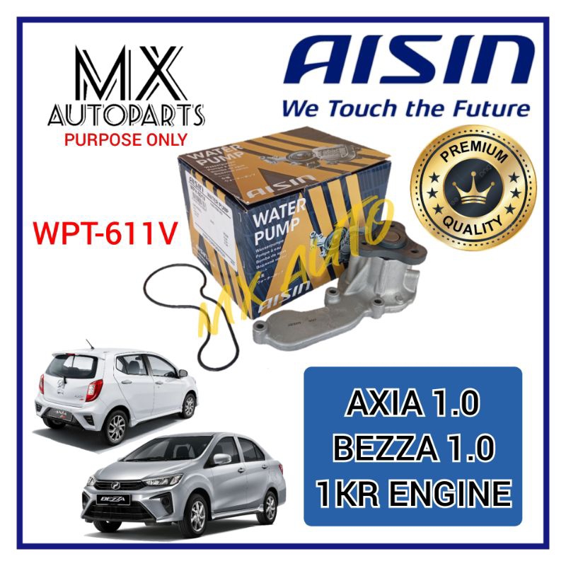 AISIN JAPAN WATER PUMP PERODUA AXIA BEZZA 1.0 1KR ENGINE ( WPT-611V ...