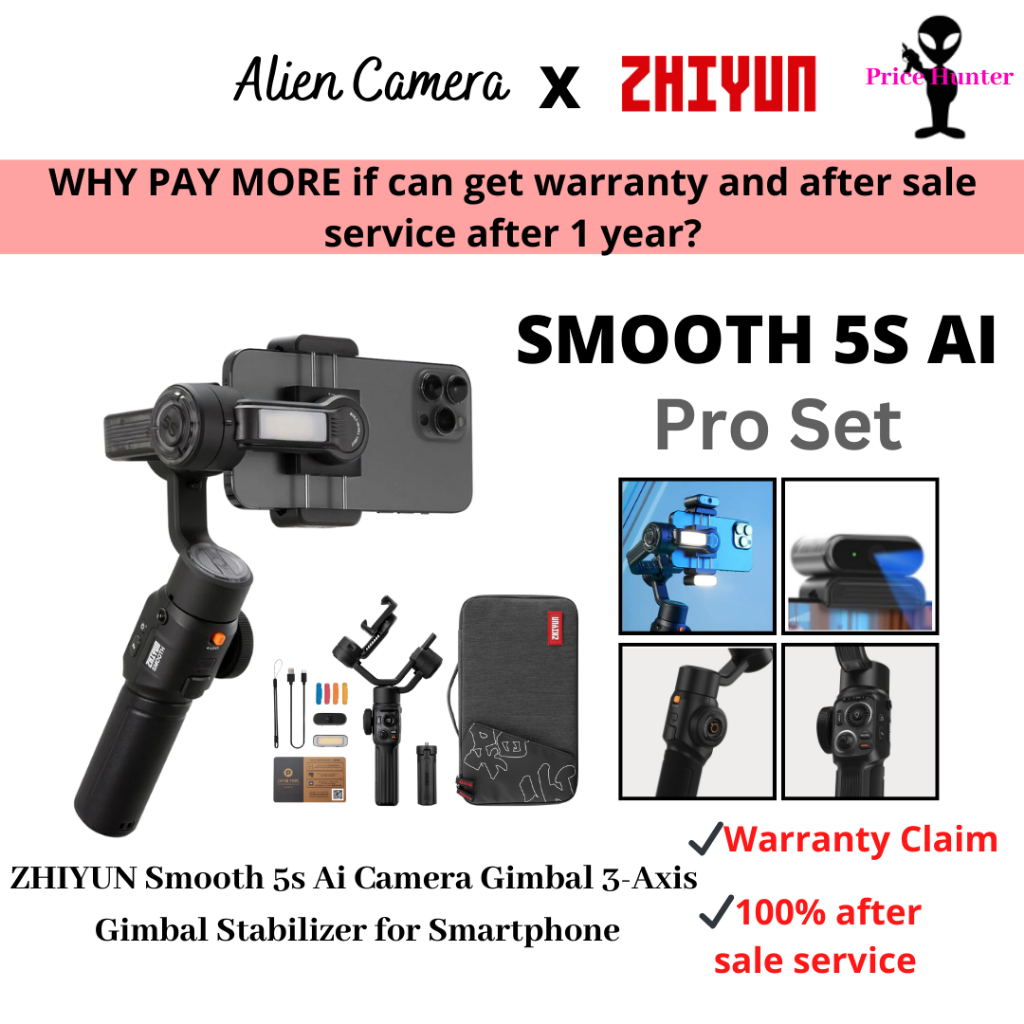 ZHIYUN Smooth 5s Ai Combo & Pro Camera Gimbal 3-Axis Gimbal Stabilizer for Smartphone | Shopee ...