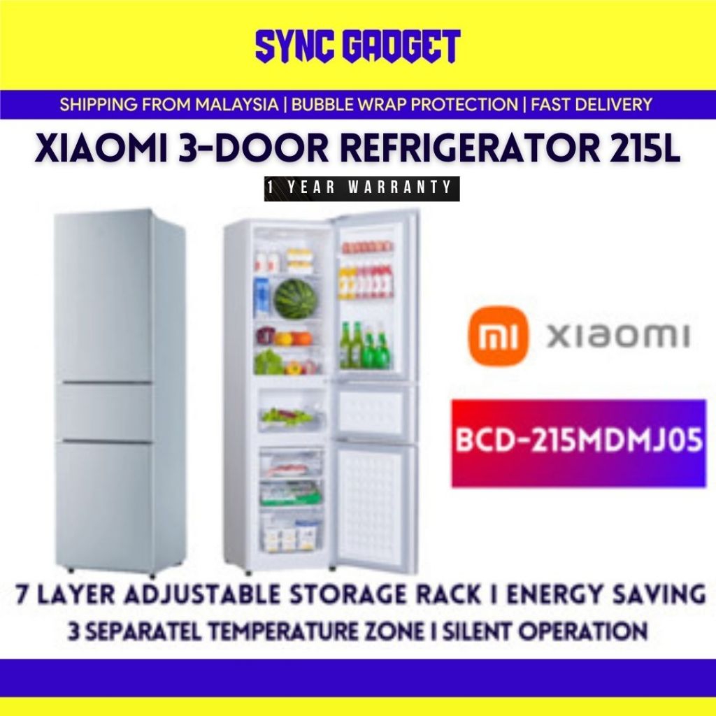 XIAOMI Mijia 3-Door Refrigerator 215L [Super Large Capacity | Energy Saving |3 Temperature Zone ...