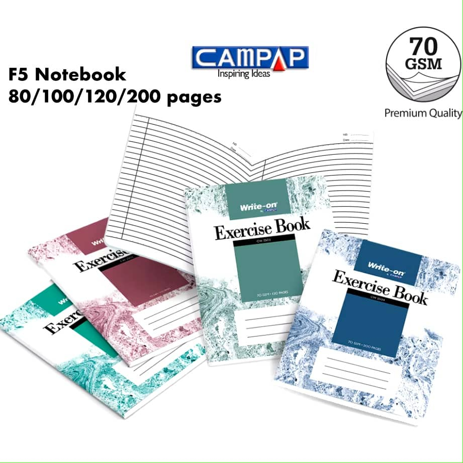 CAMPAP WRITE-ON F5 EXERCISE BOOK BUKU NOTA 80p / 100p / 120p / 200p (4 TYPE SIZE CAN CHOOSE ...