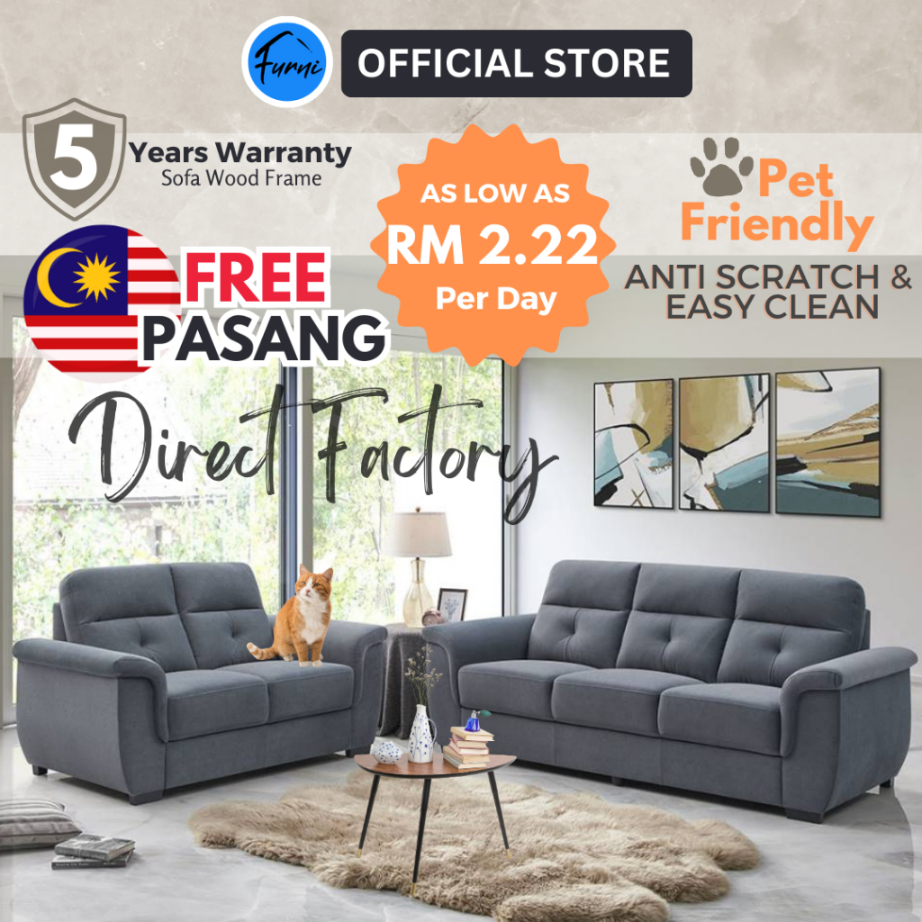 Sofa 3 Seater Sofa Set Sofa 2 Seater Anti Scratch Sofa Murah Set Sofa ...