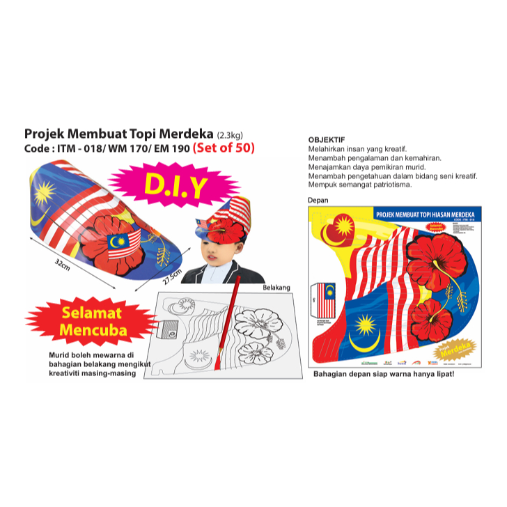 D.I.Y MEMBUAT TOPI MERDEKA SET OF 50 ITM - 018 SENI TEACHING AIDS ...