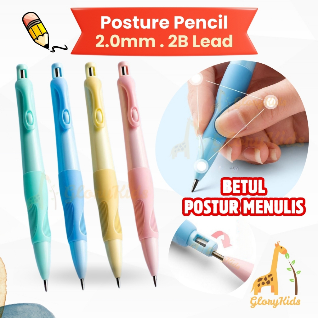 Pencil Jumbo Tekan | Correct Grip Pencil with Sharpener | Mechanical ...