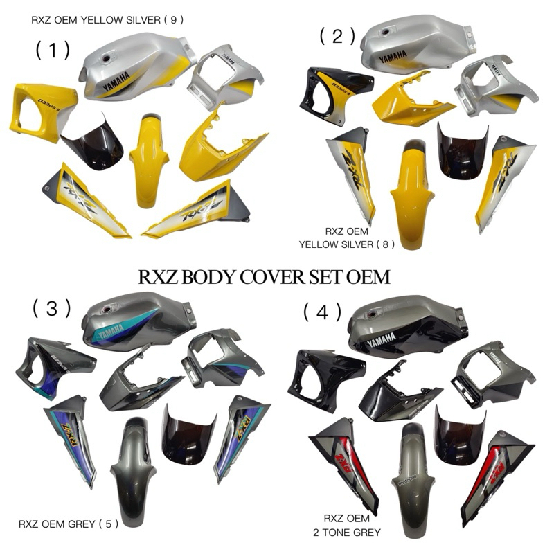 YAMAHA RXZ 5 SPEED BODY COVER SET OEM ( STICKER TANAM ) RED BLUE GREEN ...