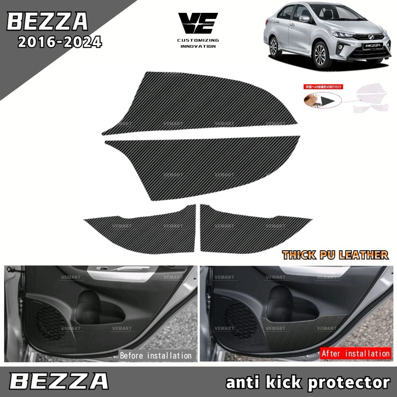Vemart perodua bezza car door anti kick protector film carbon fiber pu ...