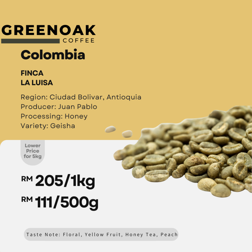 Colombia La Luisa Geisha Honey Raw Coffee Beans Unroasted Repack 100% ...