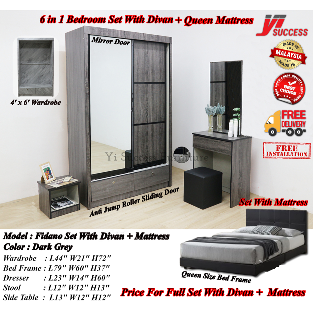 Yi Success Fidano Bedroom Set Furniture / Set Bilik Tidur Queen Size ...