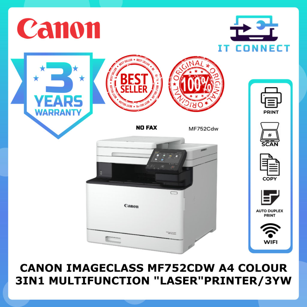 CANON IMAGECLASS MF752CDW A4 COLOUR 3IN1 MULTIFUNCTION "LASER"PRINTER ...