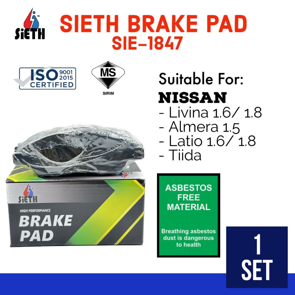 【100% ORIGINAL】SIETH (SIE-1847) DISC BRAKE PAD FRONT - NISSAN GRAND ...
