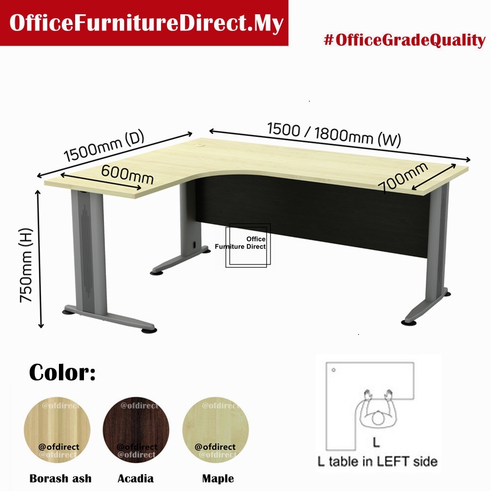 150x150cm 180x150cm T2 L Shape Office Table TL 1515 1815 (hantar ground ...