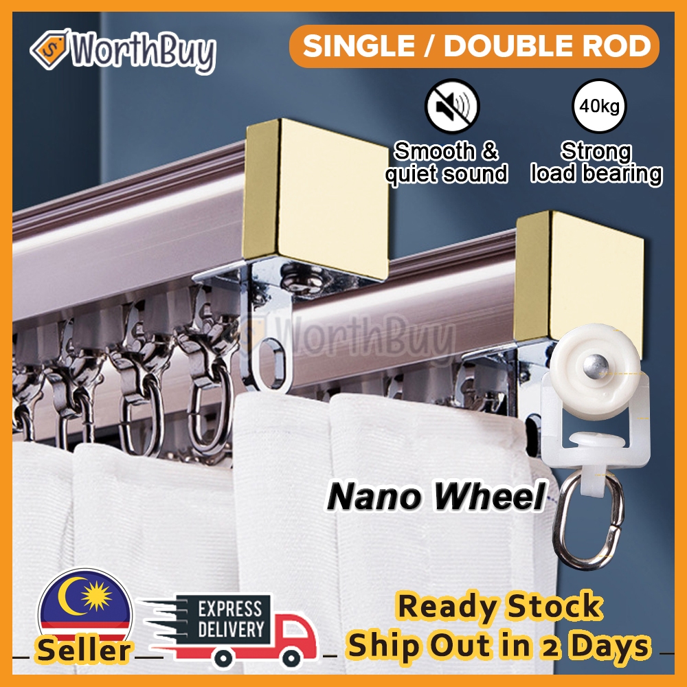 [FULL SET] Worthbuy Aluminium Single Rail & Double Rail Window Curtain ...