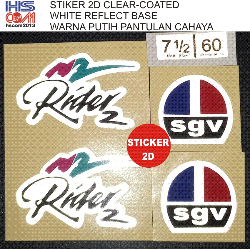 0106 20230901 SGV RIDER 2 TWO HELMET STIKER 2D CLEAR-COATED WHITE BASE ...