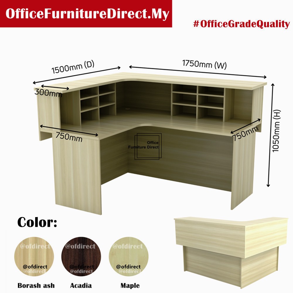 175x150cm Ex Cashier Reception Counter Table EXCT1715 L Shape Office ...