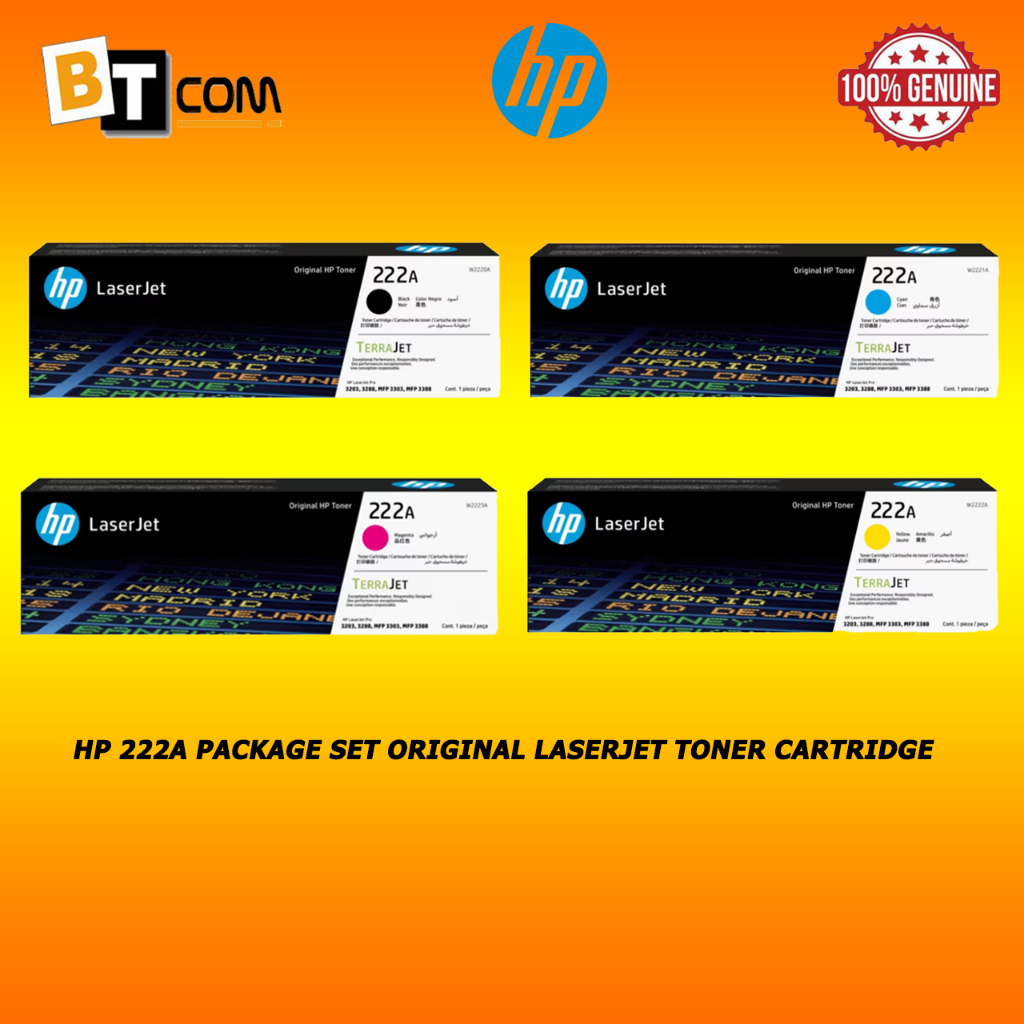 HP 222A Package Set Original LaserJet Toner Cartridge W2220A, W2221A ...