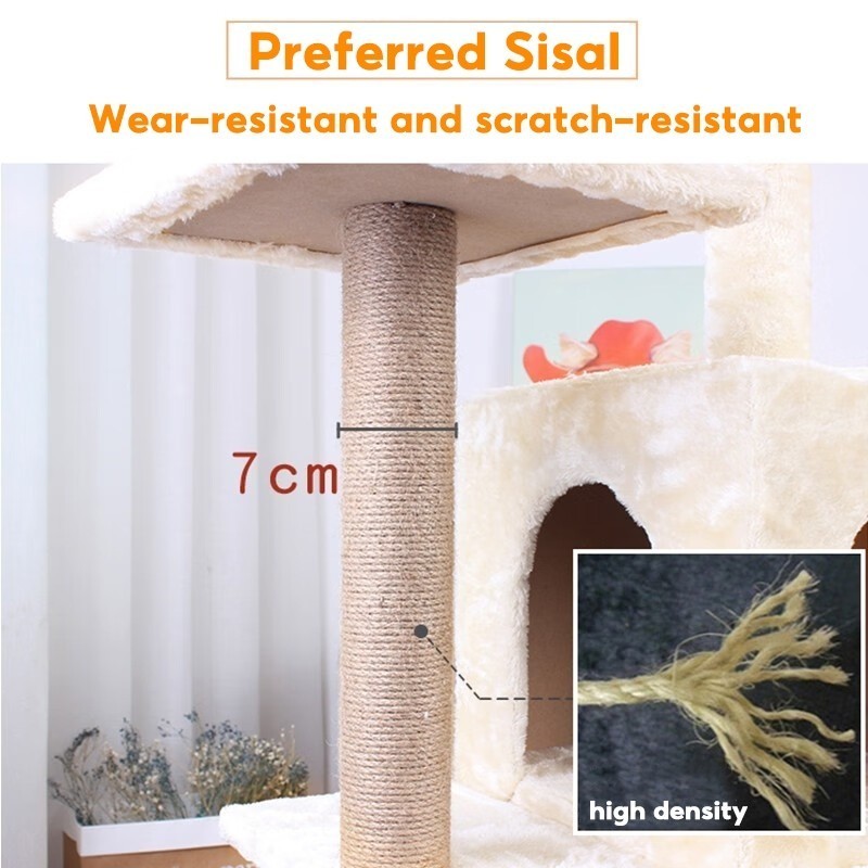 Cat Tree Series Premium Sisal Cat Wooden Tree Scratcher 2/3 Levels Cat ...