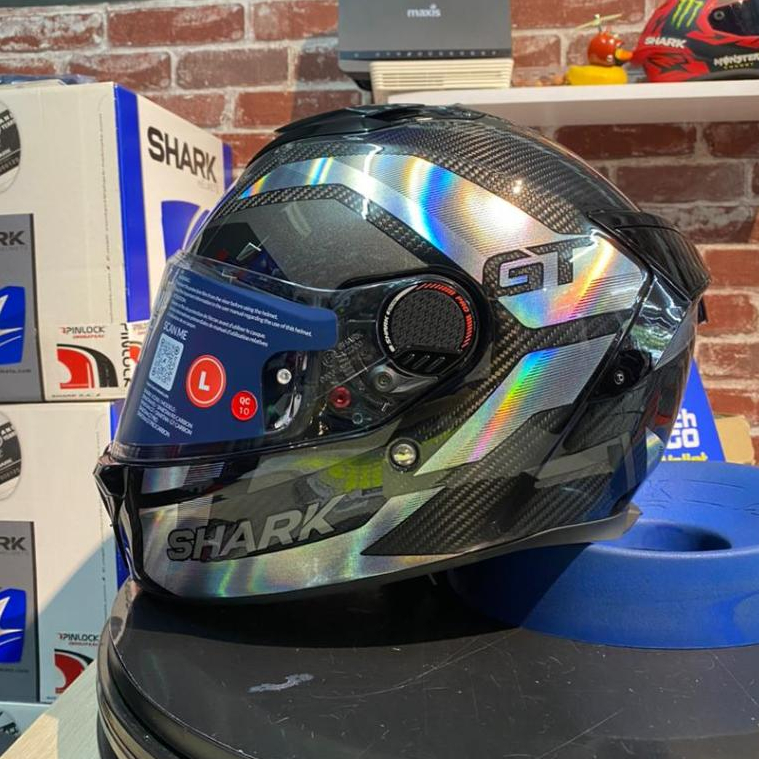 ECE2206 Shark Spartan GT Carbon Pro Ritmo Silver with Rainbow Reflect ...
