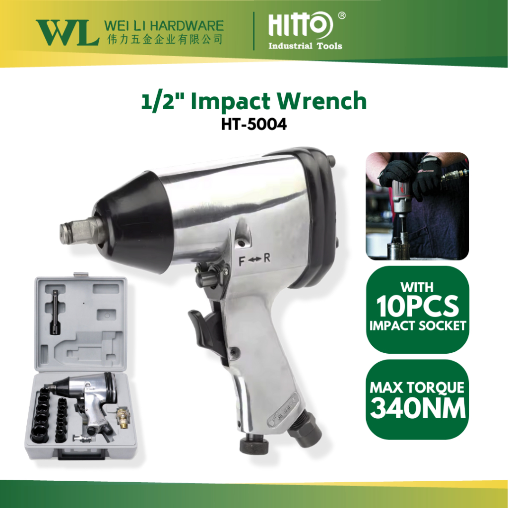 Hitto 1/2" Air Impact Wrench Kit AT-5004/ impact gun / mesin buka tayar ...