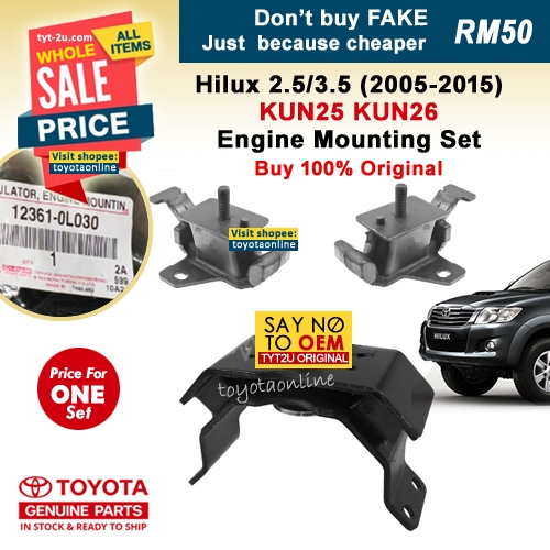 Hilux 2.5/3.0 (2005-2015) Engine Mounting Set (1 Set =3pcs) 12361-0L030 ...