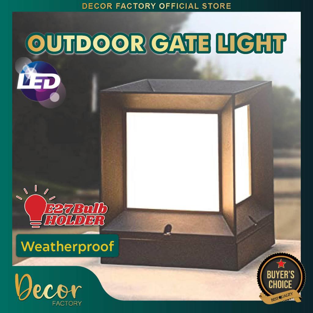 Modern Outdoor Gate Light 4" 6" 8" 10" 12" Square Gate Light Lamp ...