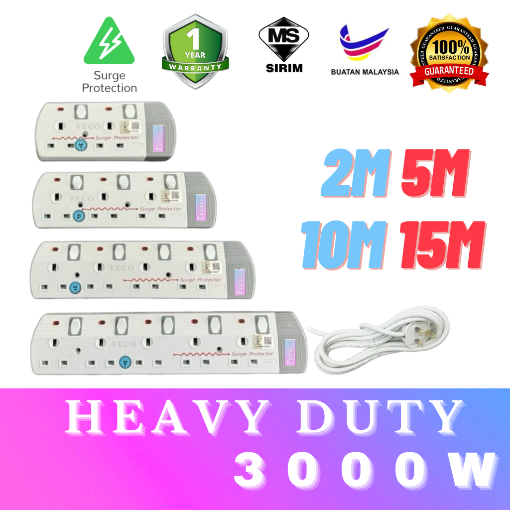 𝐇𝐄𝐀𝐕𝐘 𝐃𝐔𝐓𝐘 2M 5M 10M Extension Socket Multiple Plug Adaptor Trailing ...
