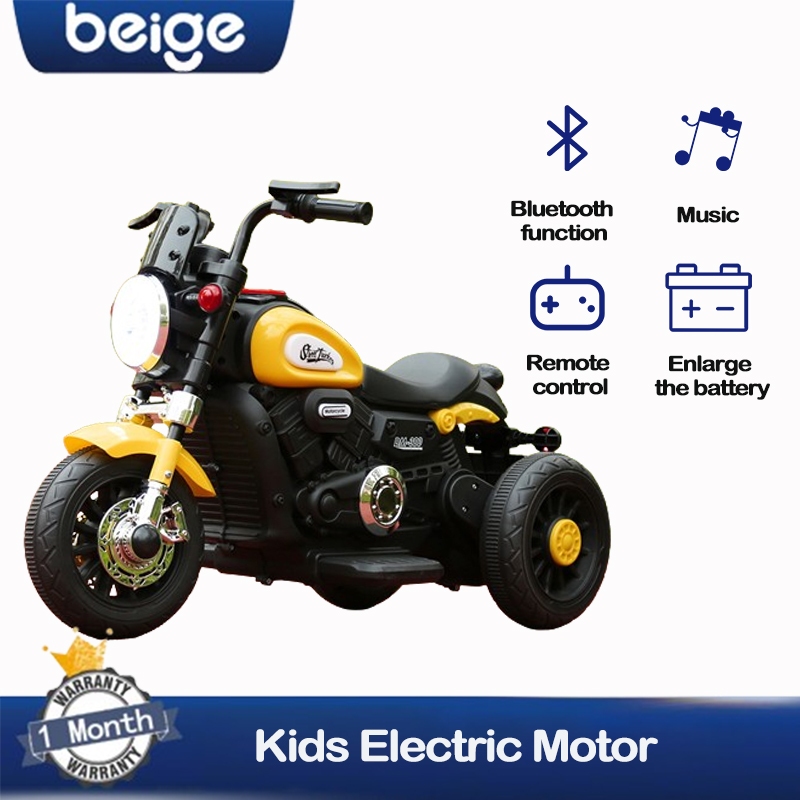 Beige 6V Remote control Electric Motorcycle Kids Baby Motorbike Bike ...