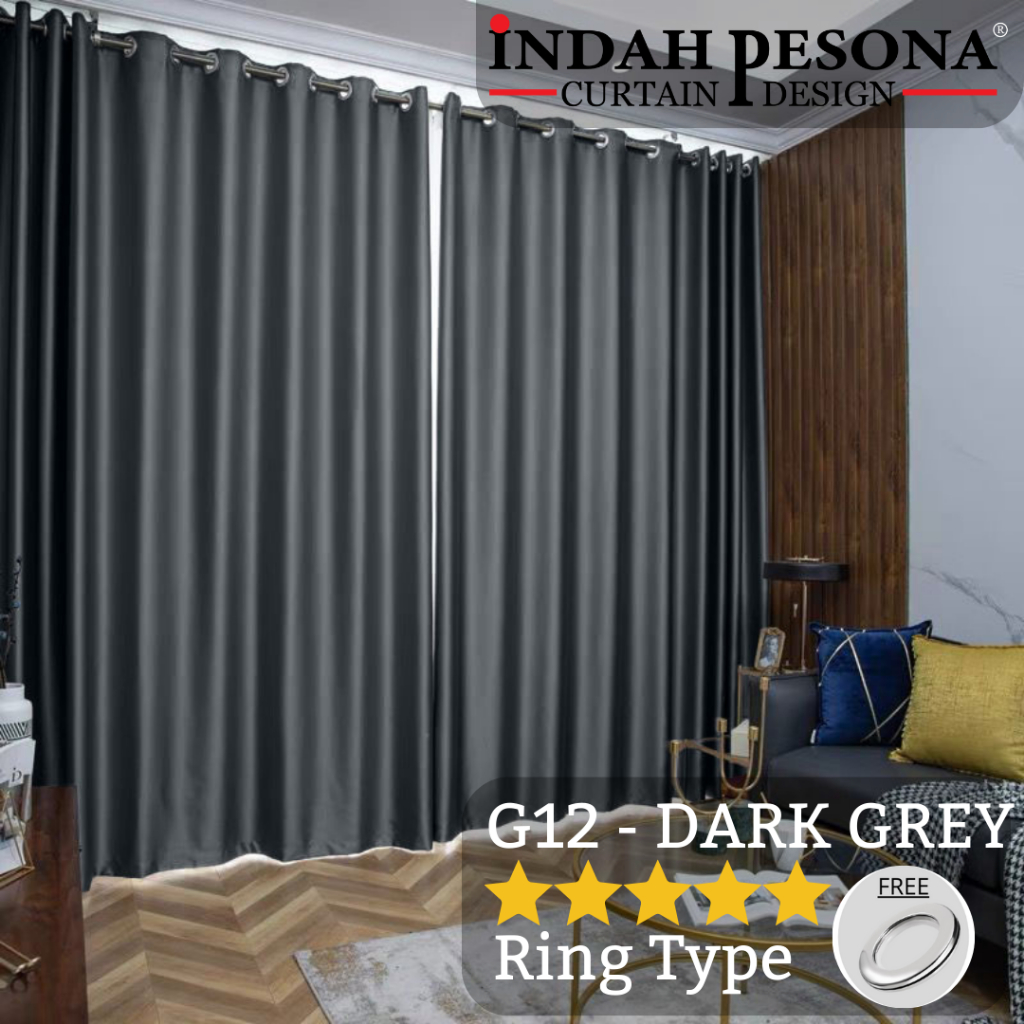 G12 DARK GREY - Ready Made Curtain !! Siap Jahit Langsir Langsir RAYA ...