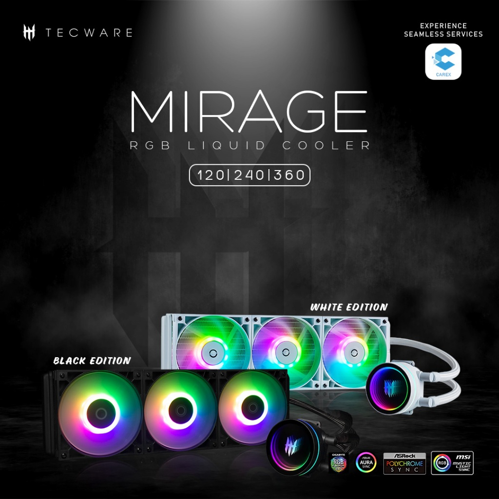 Tecware Mirage 120/240/360 ARGB AIO Cooler - White/Black | Shopee Malaysia