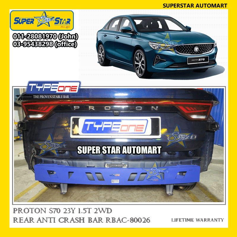 TYPE ONE REAR BUMPER ANTI CRASH BAR PROTON S70 | Shopee Malaysia
