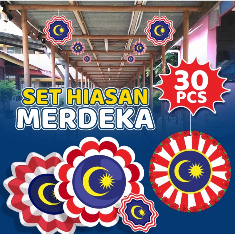 Hiasan Hari Merdeka Deko Hari Kebangsaan Malaysia Bunga Raya Bulat ...