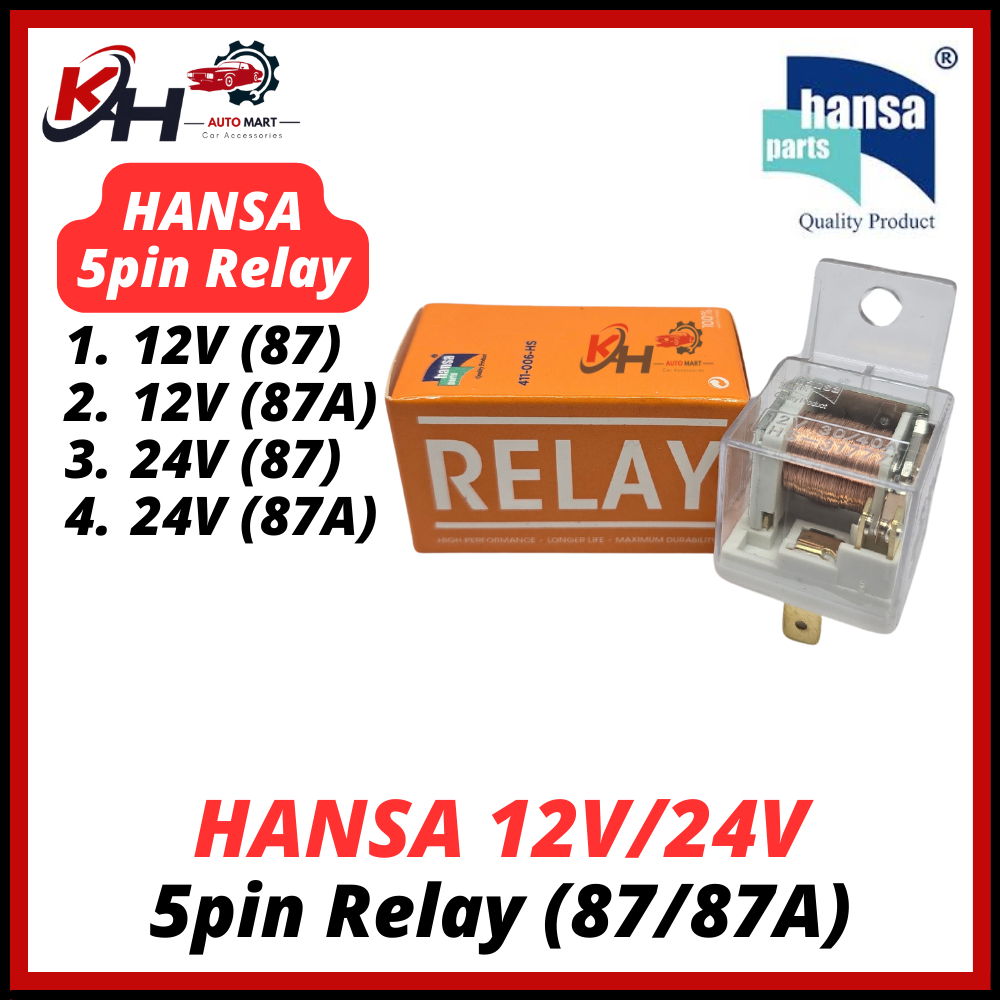 ★HANSA★ 12V 24V 5 Pin Relay 87 87a HS-31777 31333 Horn Spot Light Fog ...