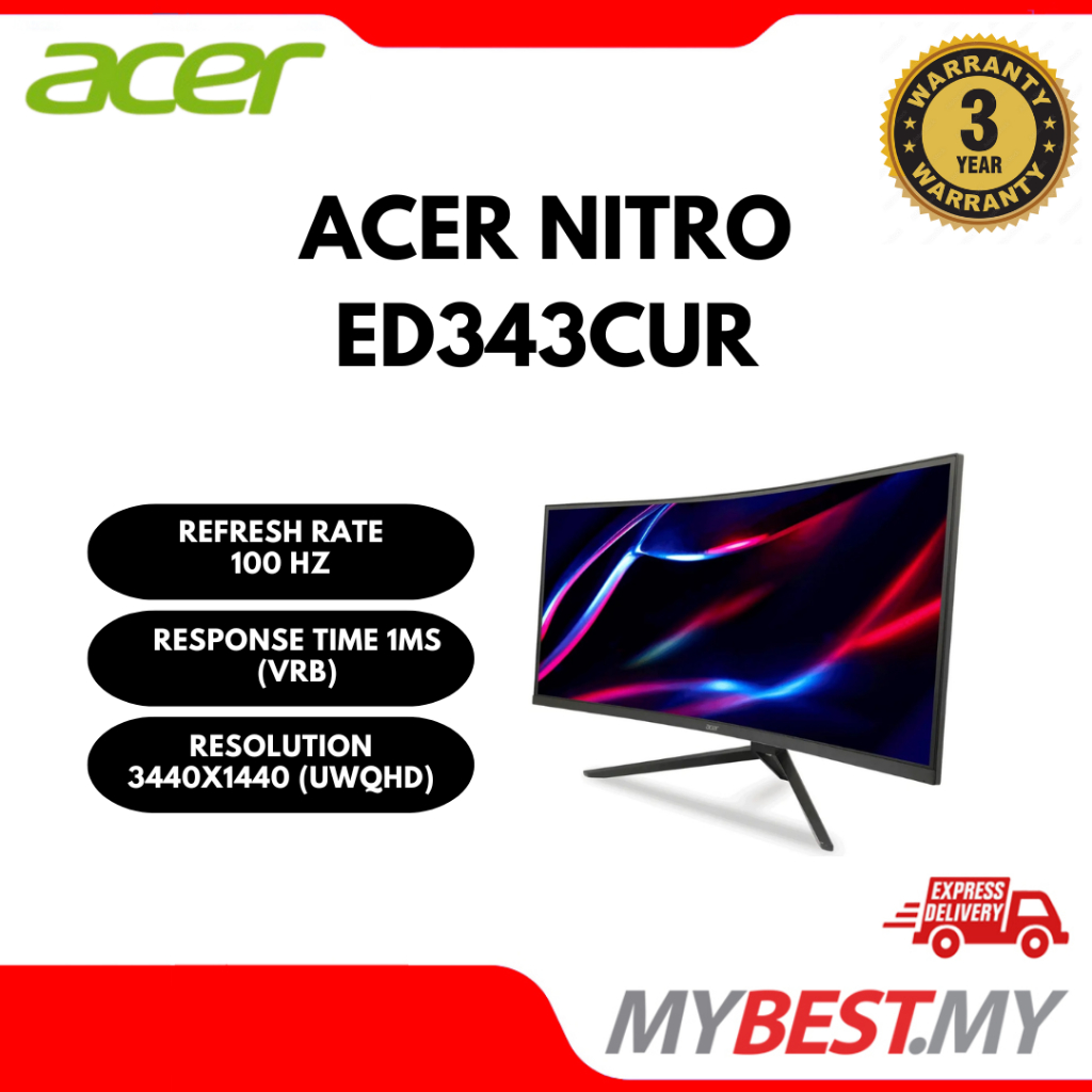ACER NITRO ED343CUR H 34" ULTRAWIDE CURVED GAMING MONITOR | Shopee Malaysia