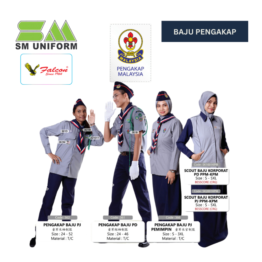 Falcon Baju Pengakap Sekolah Scout School Uniform (Pelbagai Saiz) SM ...